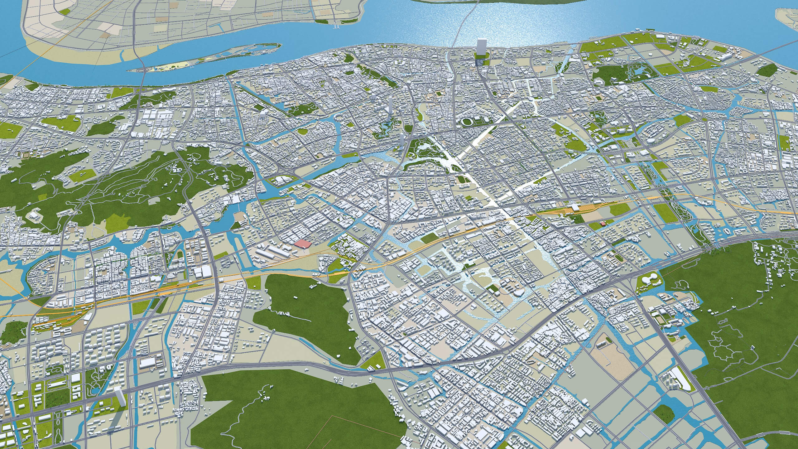 Wenzhou City Zhejiang China 3D Model 120km by 3dstudio