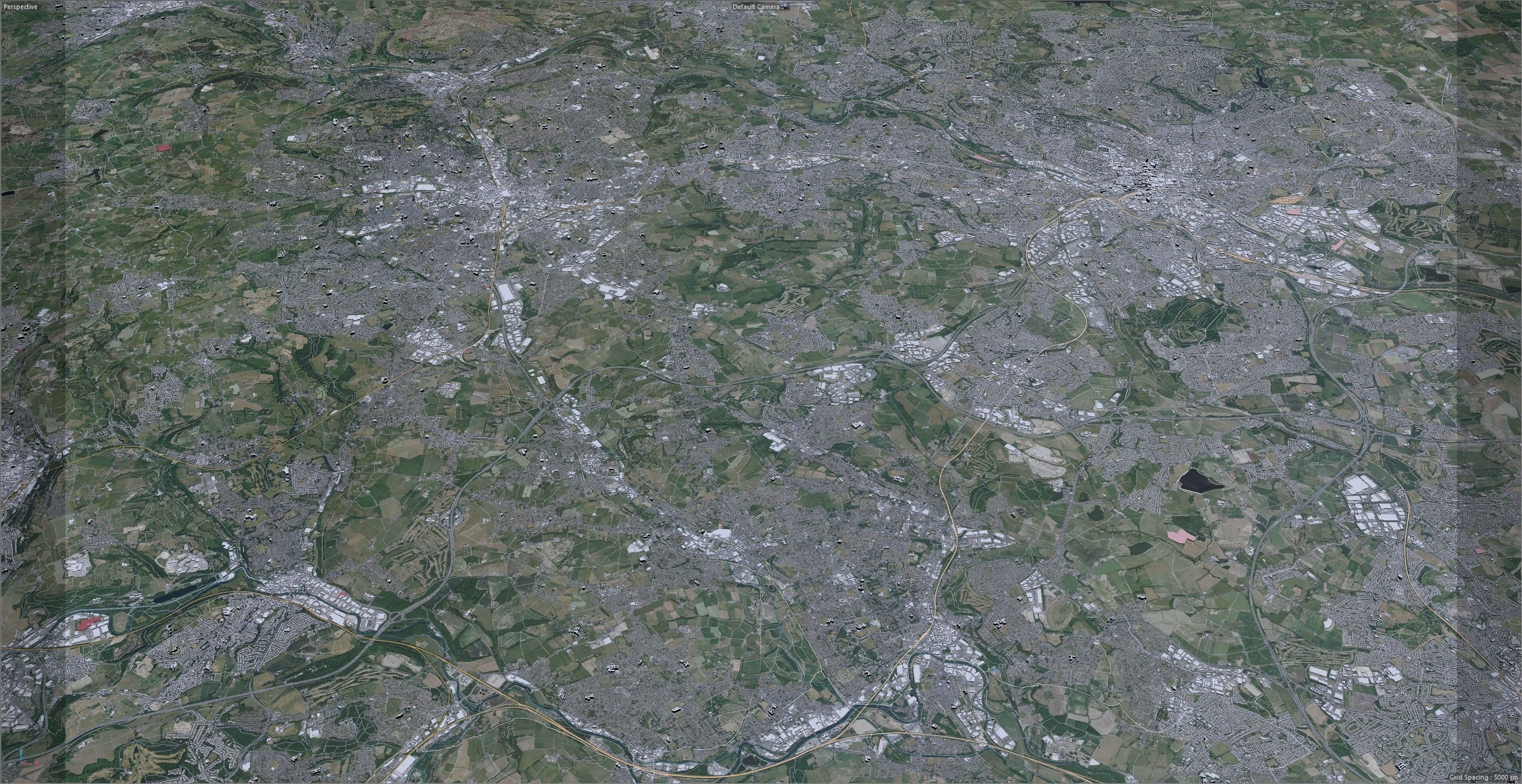 West Yorkshire City UK 3D Model 70km by 3dstudio