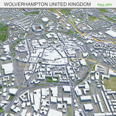 Wolverhampton City United Kingdom 3D Model 30km by 3dstudio