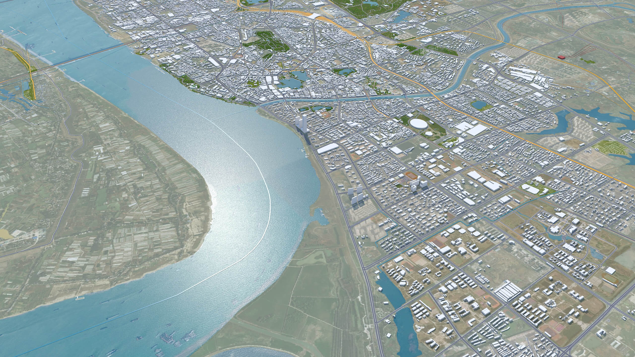 Wuhu City Anhui China 3D Model 40km by 3dstudio