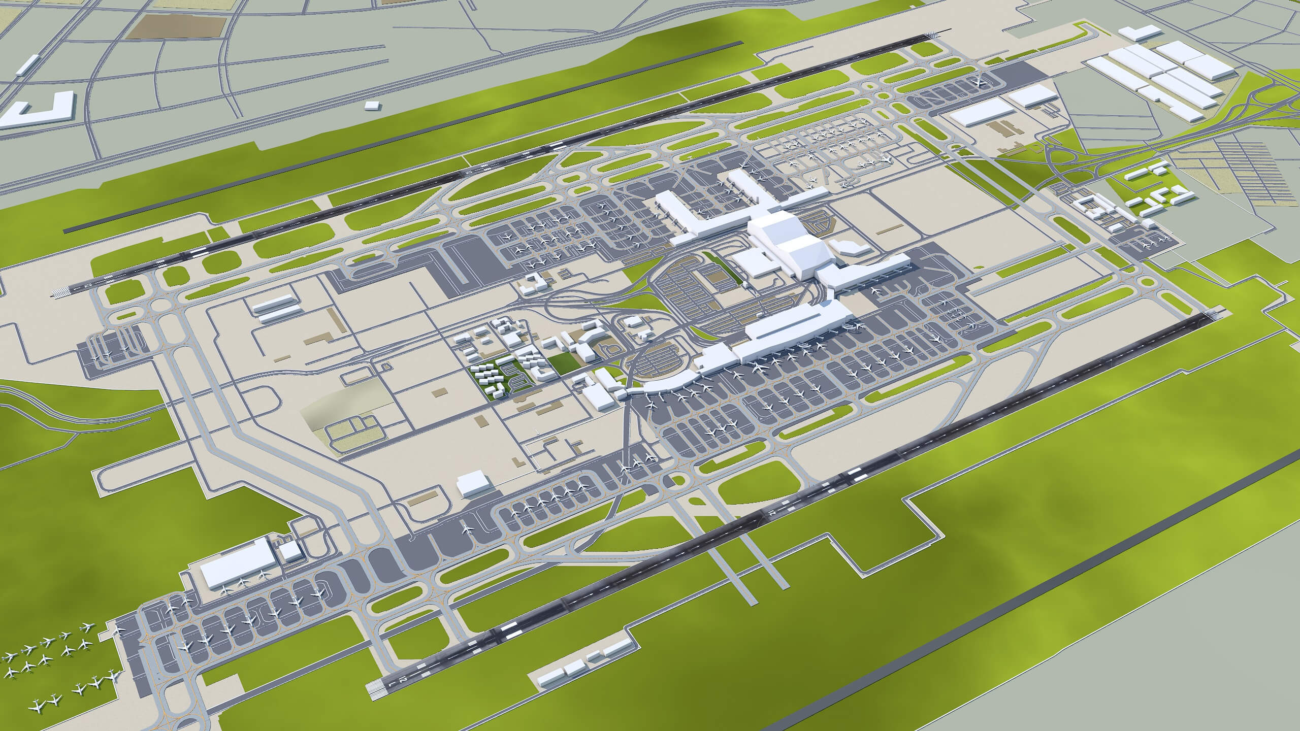 Xi'an Xianyang International Airport 12km - 3D Model by 3dstudio