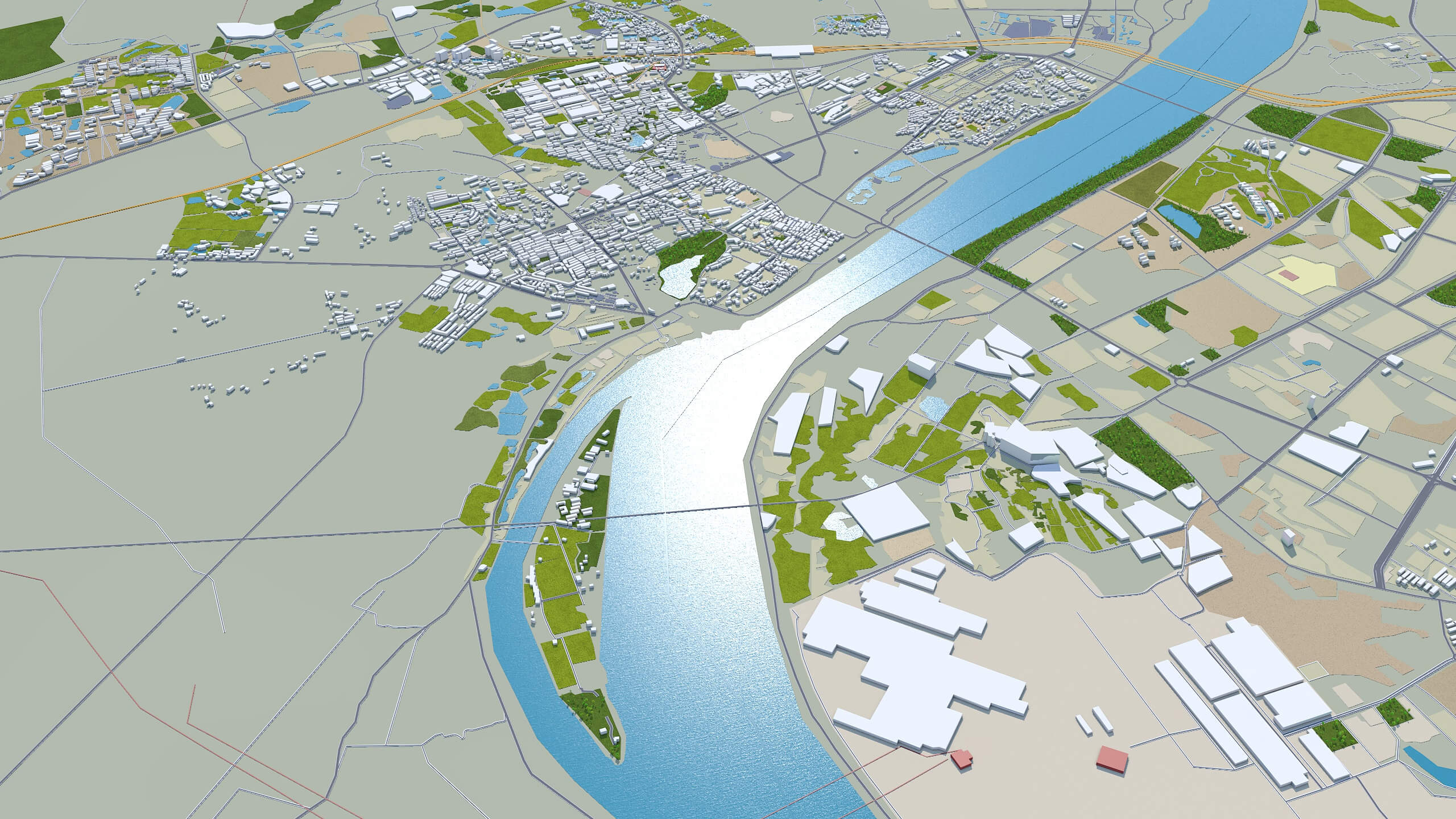 Xiangtan City Hunan China 3D Model 35km by 3dstudio