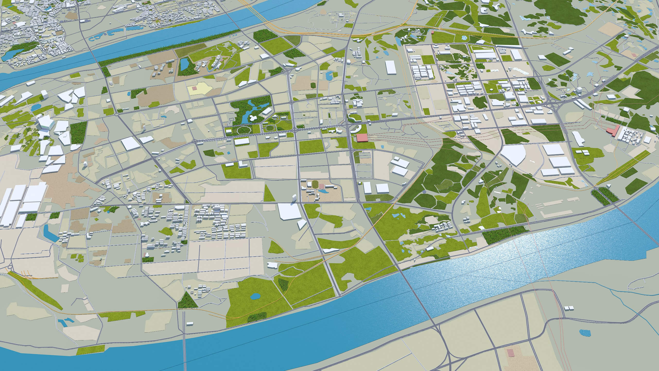 Xiangtan City Hunan China 3D Model 35km by 3dstudio