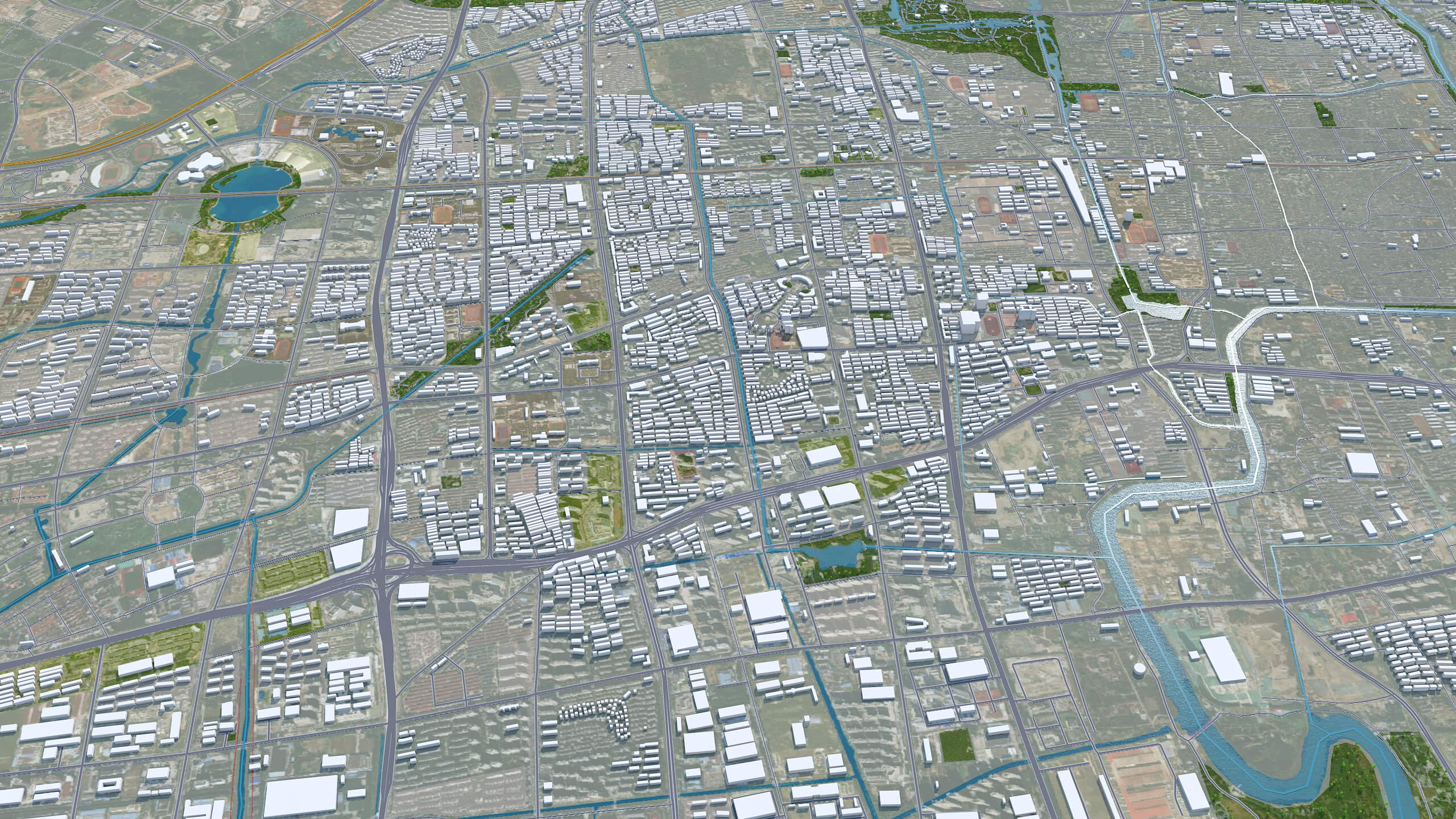 Yangzhou City Jiangsu China 3D Model 40km by 3dstudio
