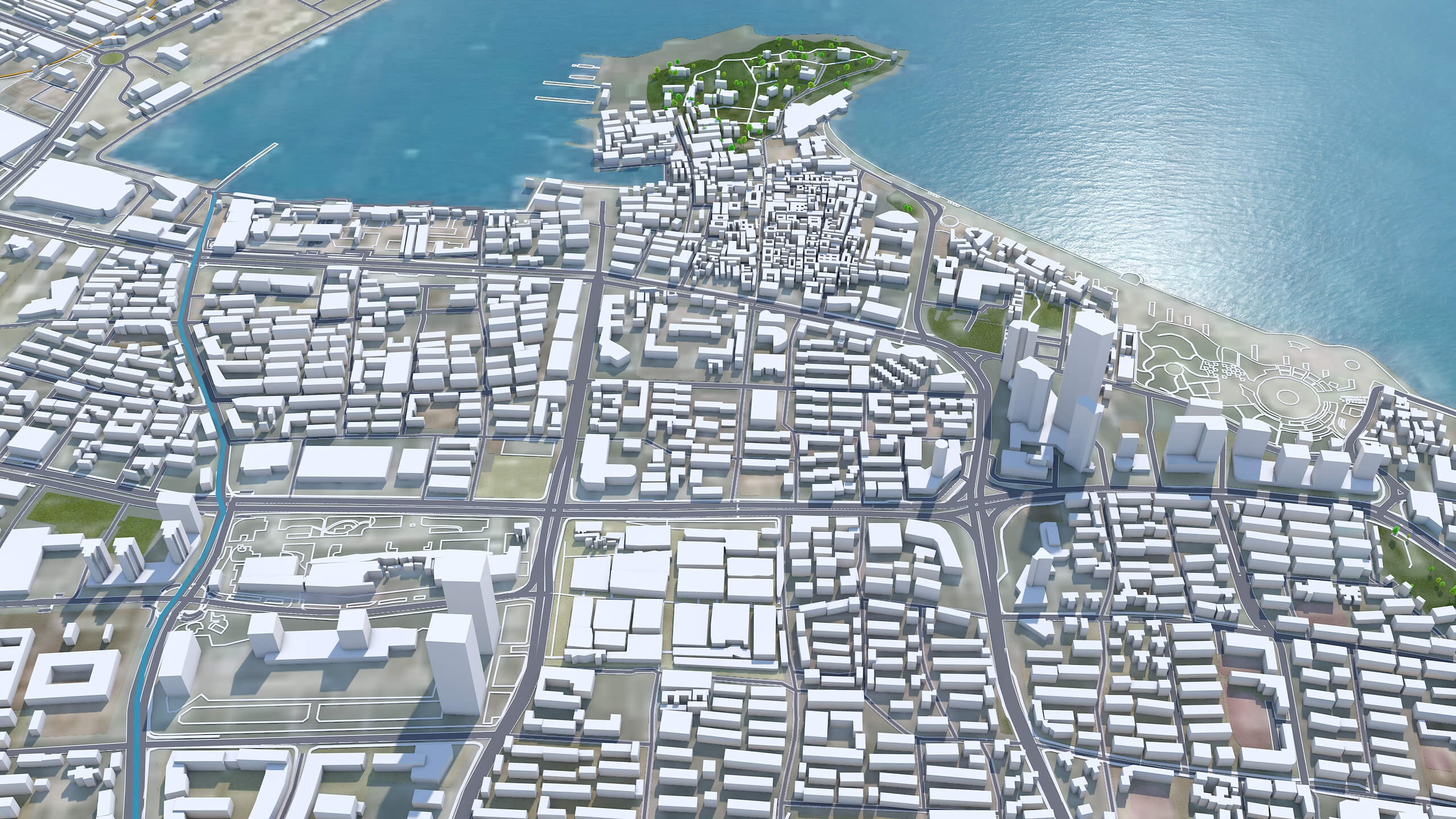 Yantai Shandong City China 3D Model 150km by 3dstudio
