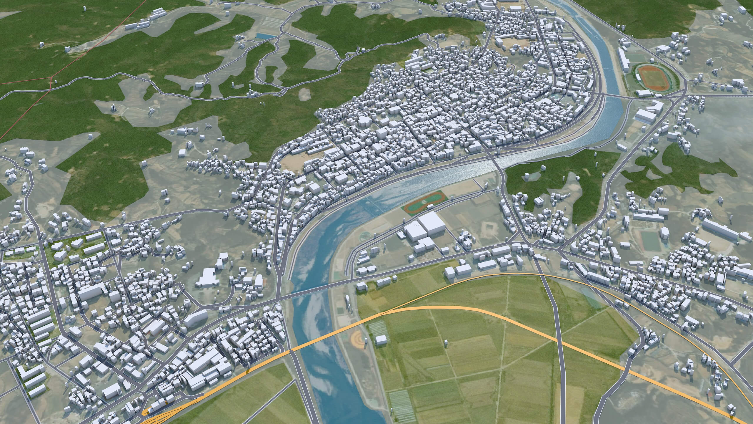 Yecheon City South Korea 30km - 3D Model by 3dstudio