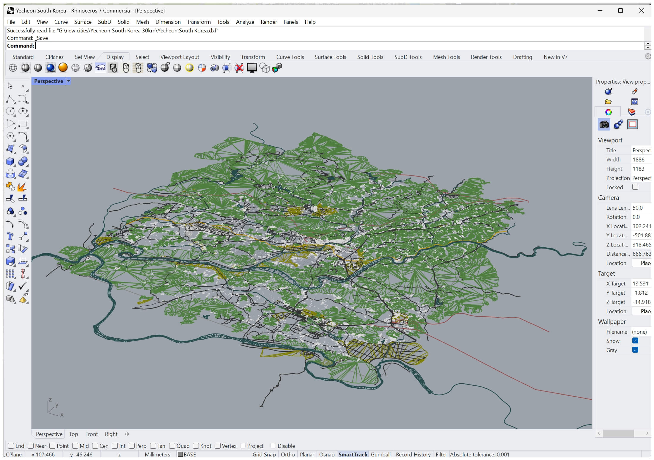 Yecheon City South Korea 30km - 3D Model by 3dstudio