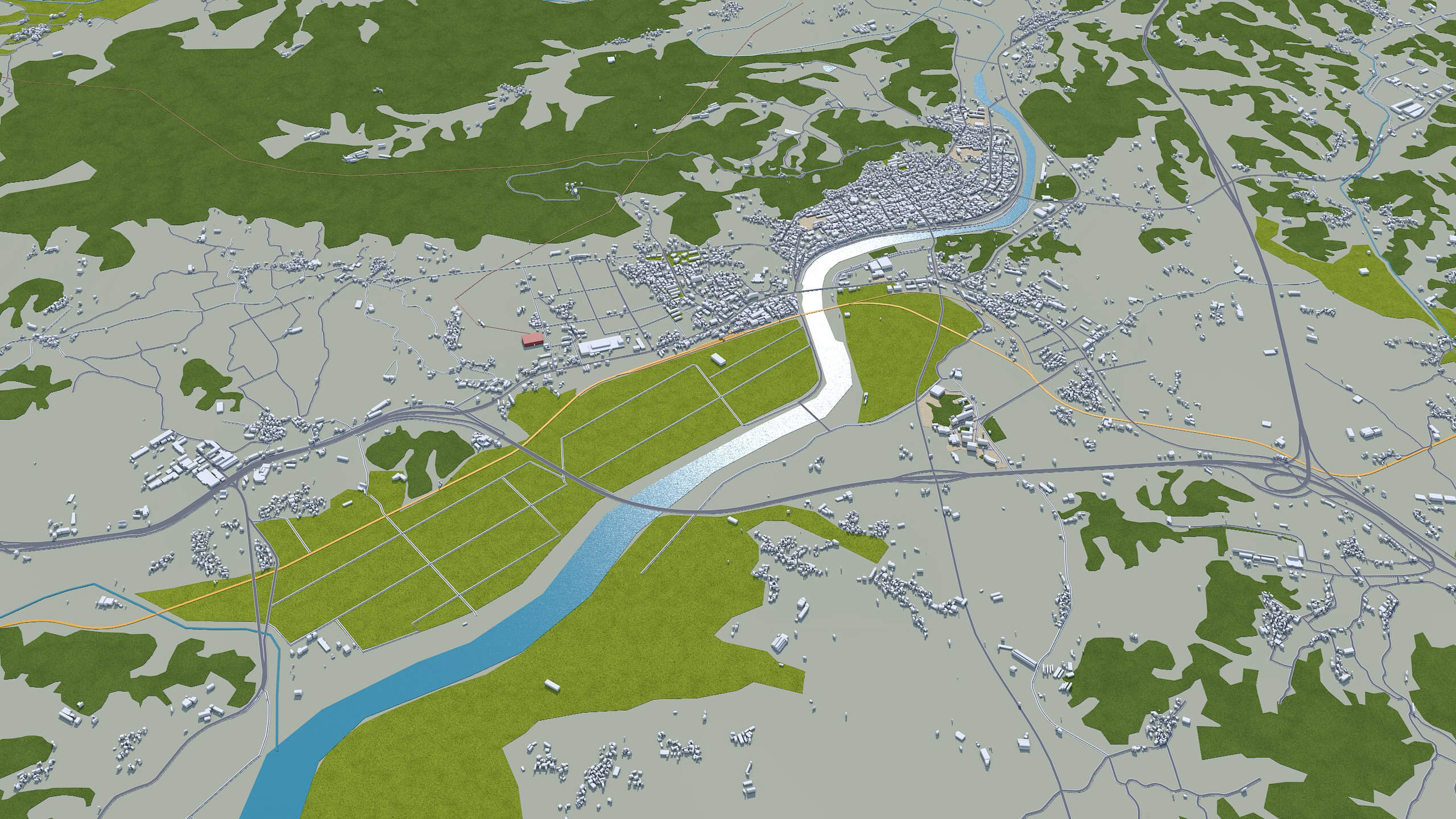 Yecheon City South Korea 30km - 3D Model by 3dstudio