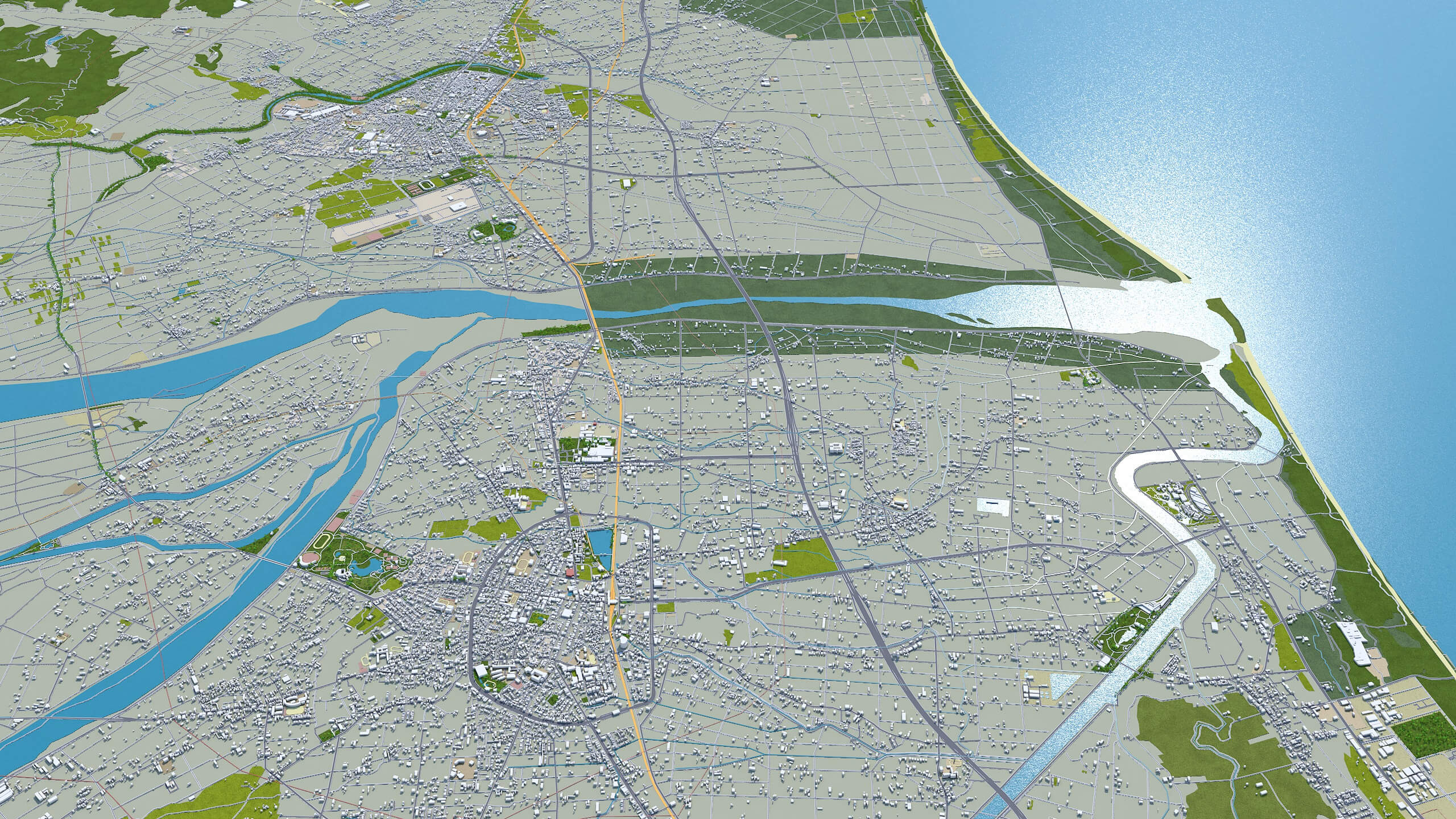 Yilan Full County Taiwan 3D Model 50km by 3dstudio