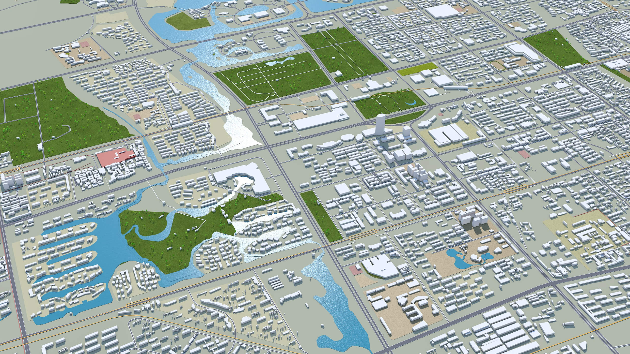 Yinchuan City Ningxia China 3D Model 60km by 3dstudio