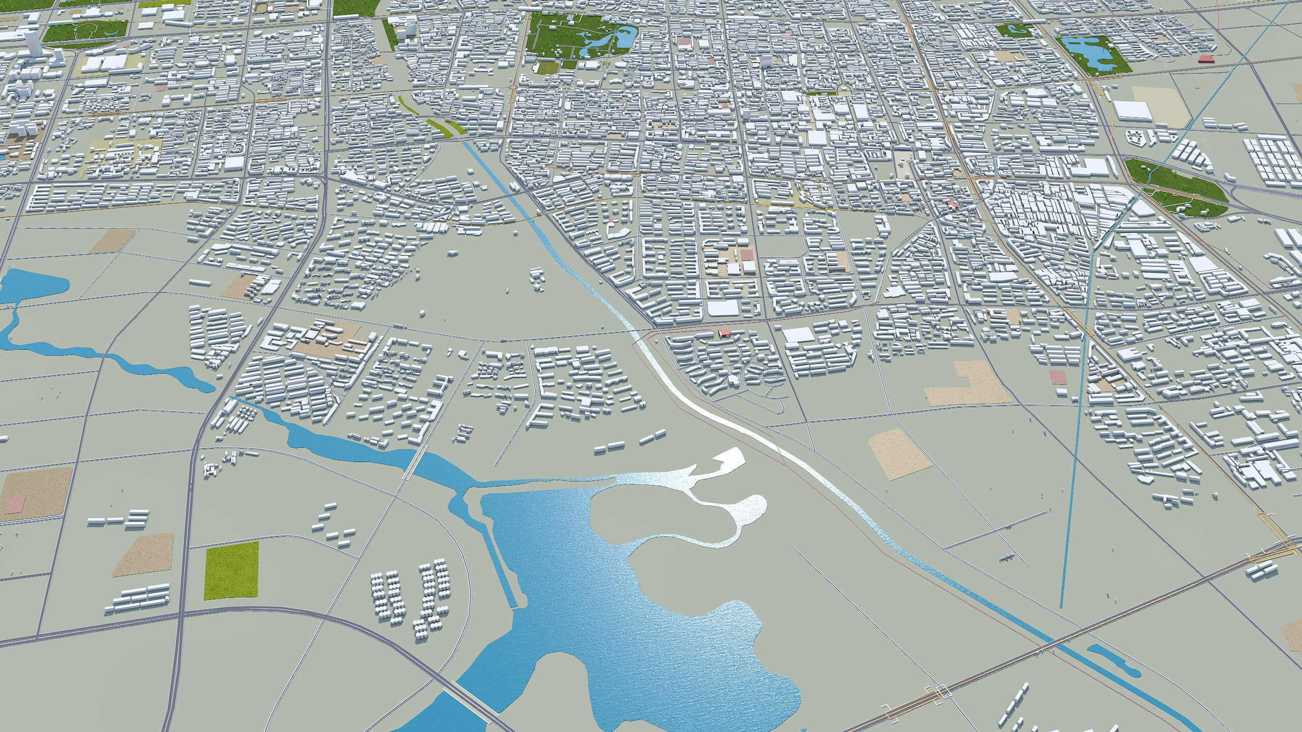 Yinchuan City Ningxia China 3D Model 60km by 3dstudio