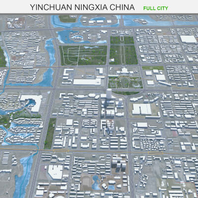 Yinchuan City Ningxia China 3D Model 60km by 3dstudio