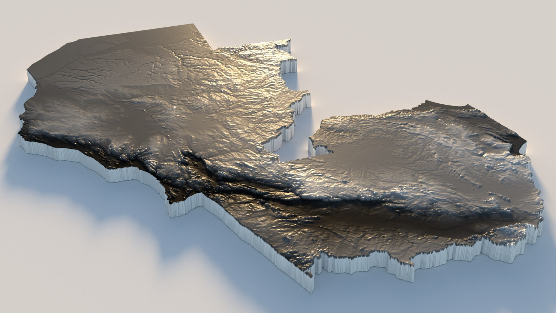 Zambia Terrain Map - 3D Model by 3dstudio