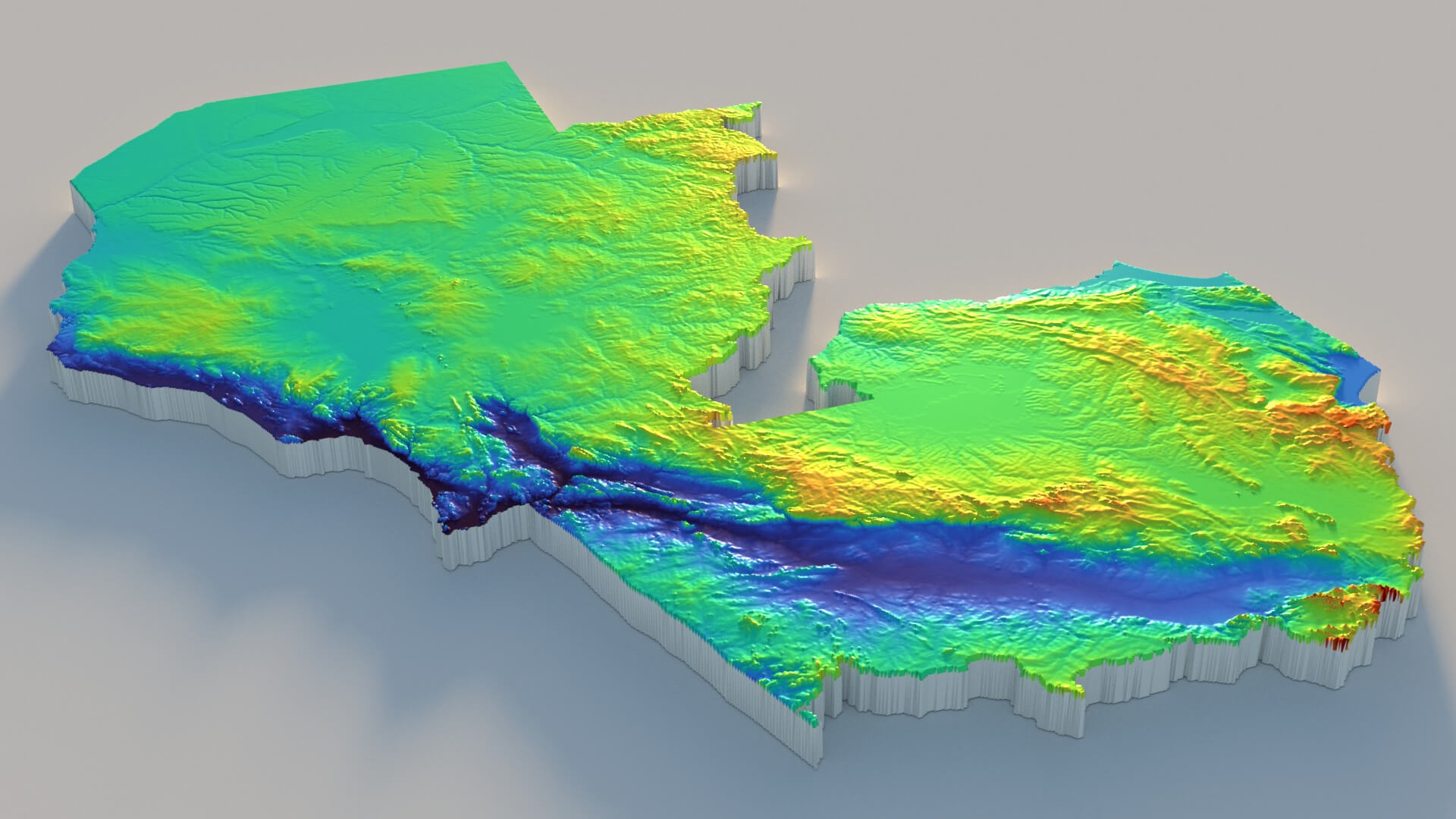 Zambia Terrain Map - 3D Model by 3dstudio