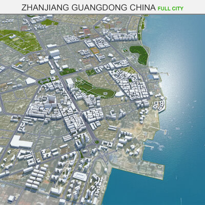 Zhanjiang Guangdong Province City China 3D Model 60km by 3dstudio