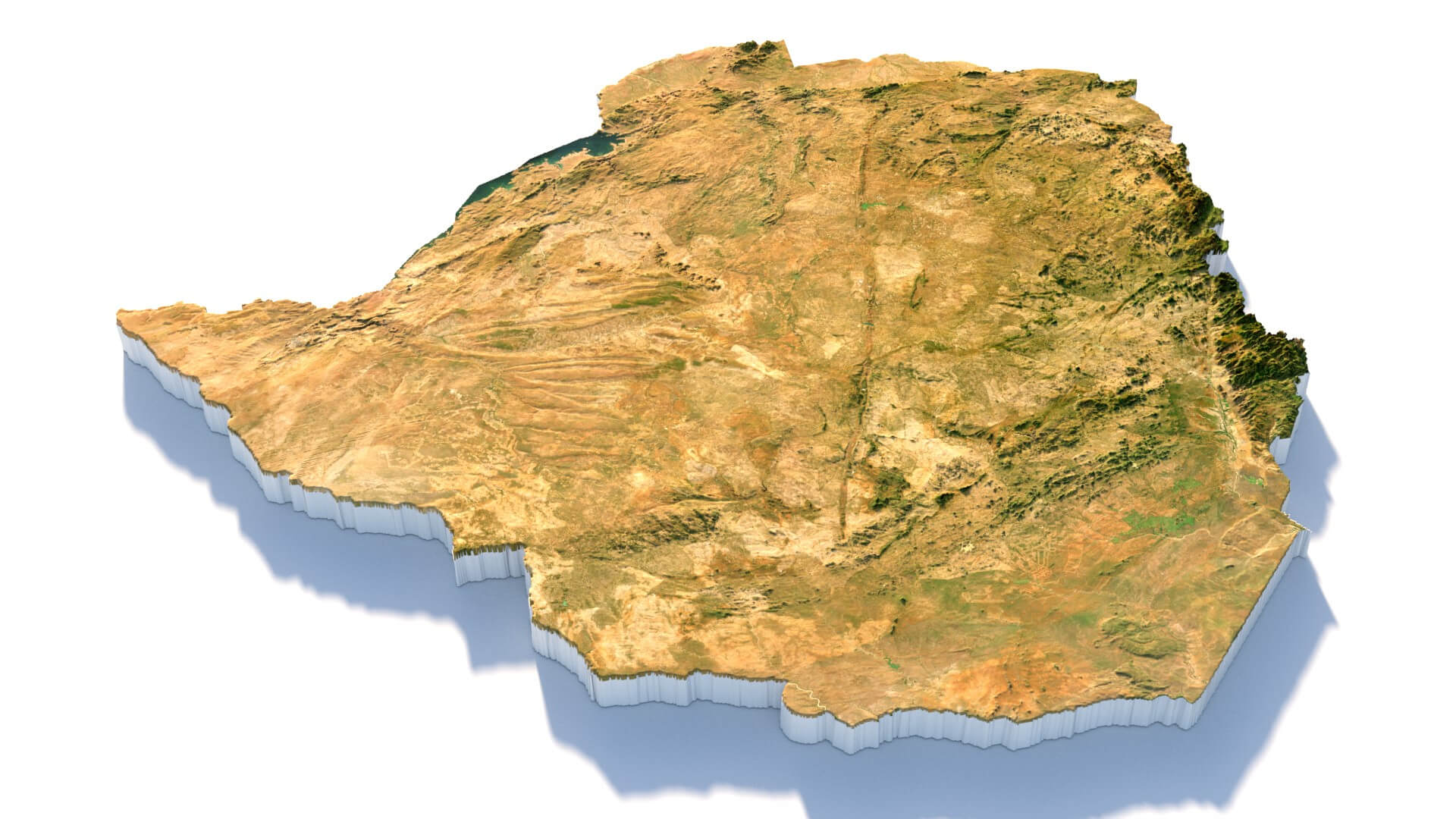 Zimbabwe Terrain Map - 3D Model by 3dstudio