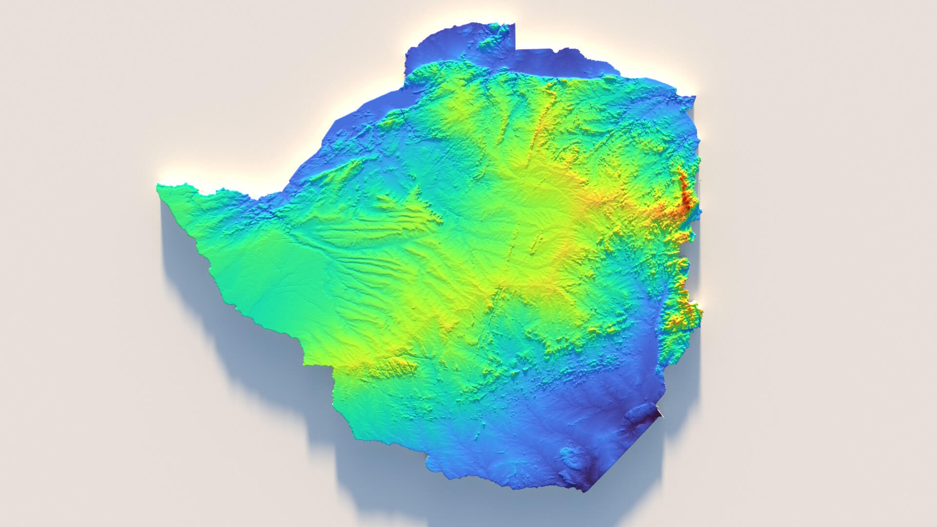 Zimbabwe Terrain Map - 3D Model by 3dstudio
