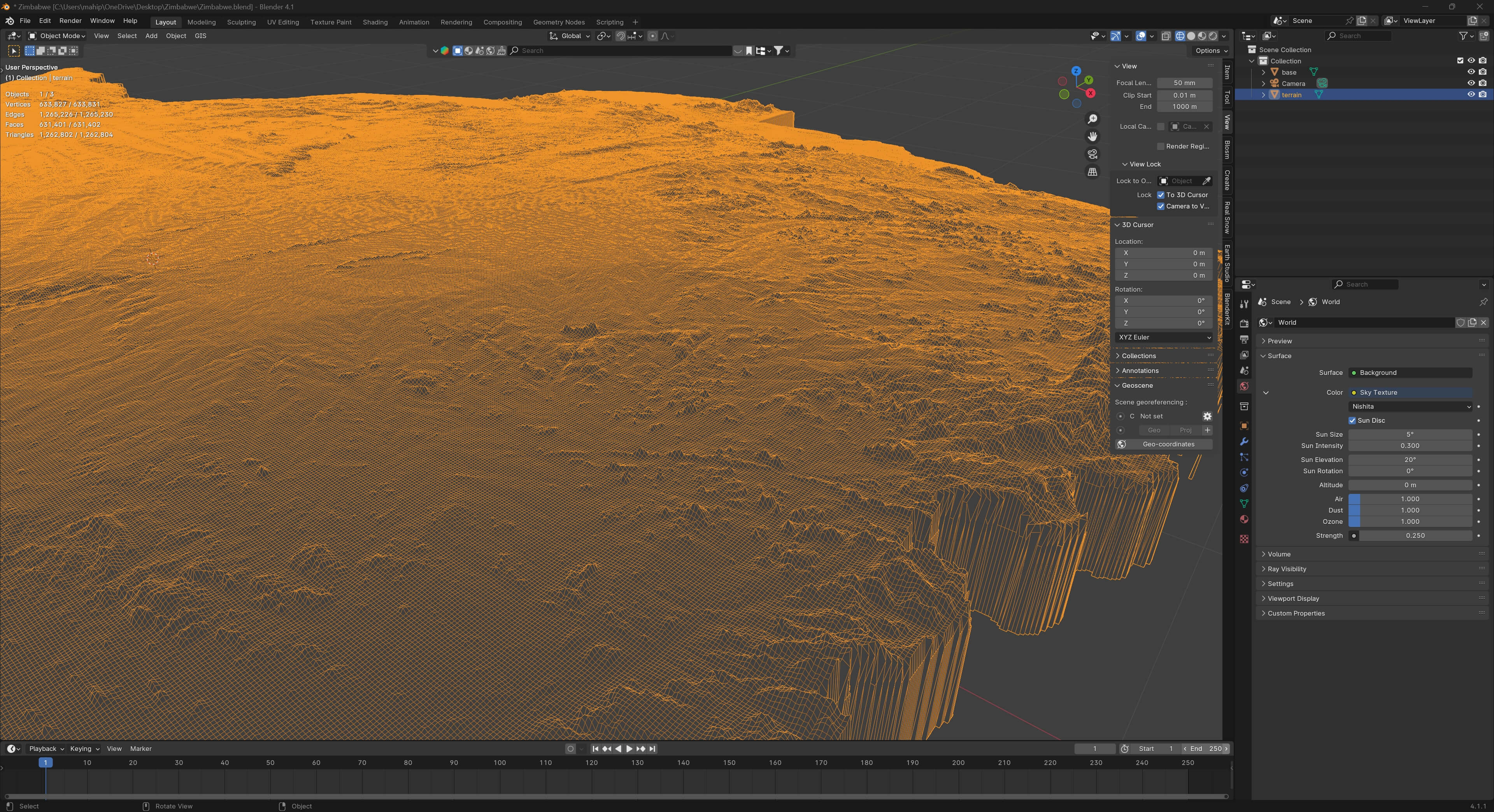 Zimbabwe Terrain Map - 3D Model by 3dstudio