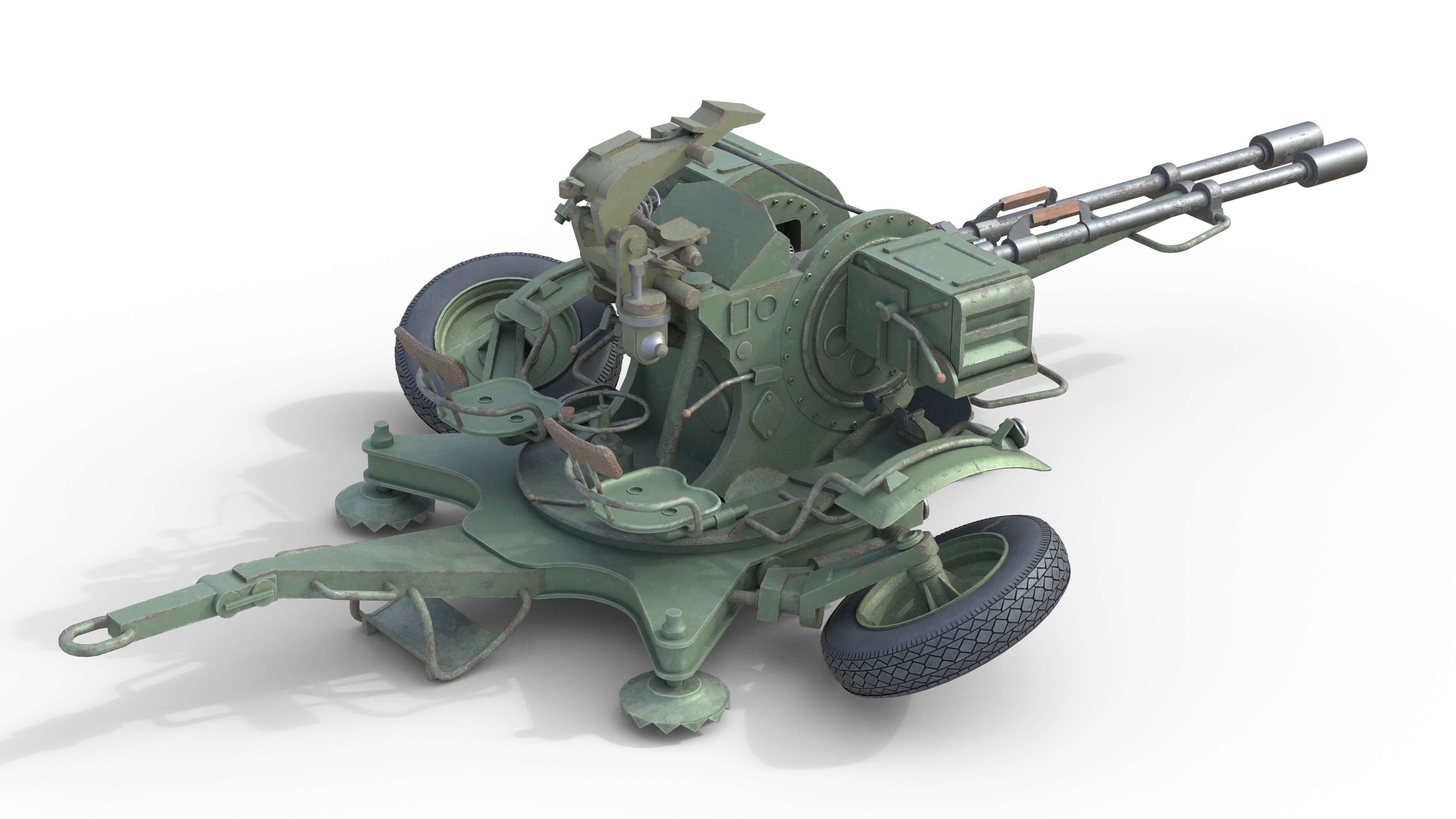 ZU-23-2 Towed 23 mm Anti-Aircraft Twin Autocannon 3D Model by 3dstudio