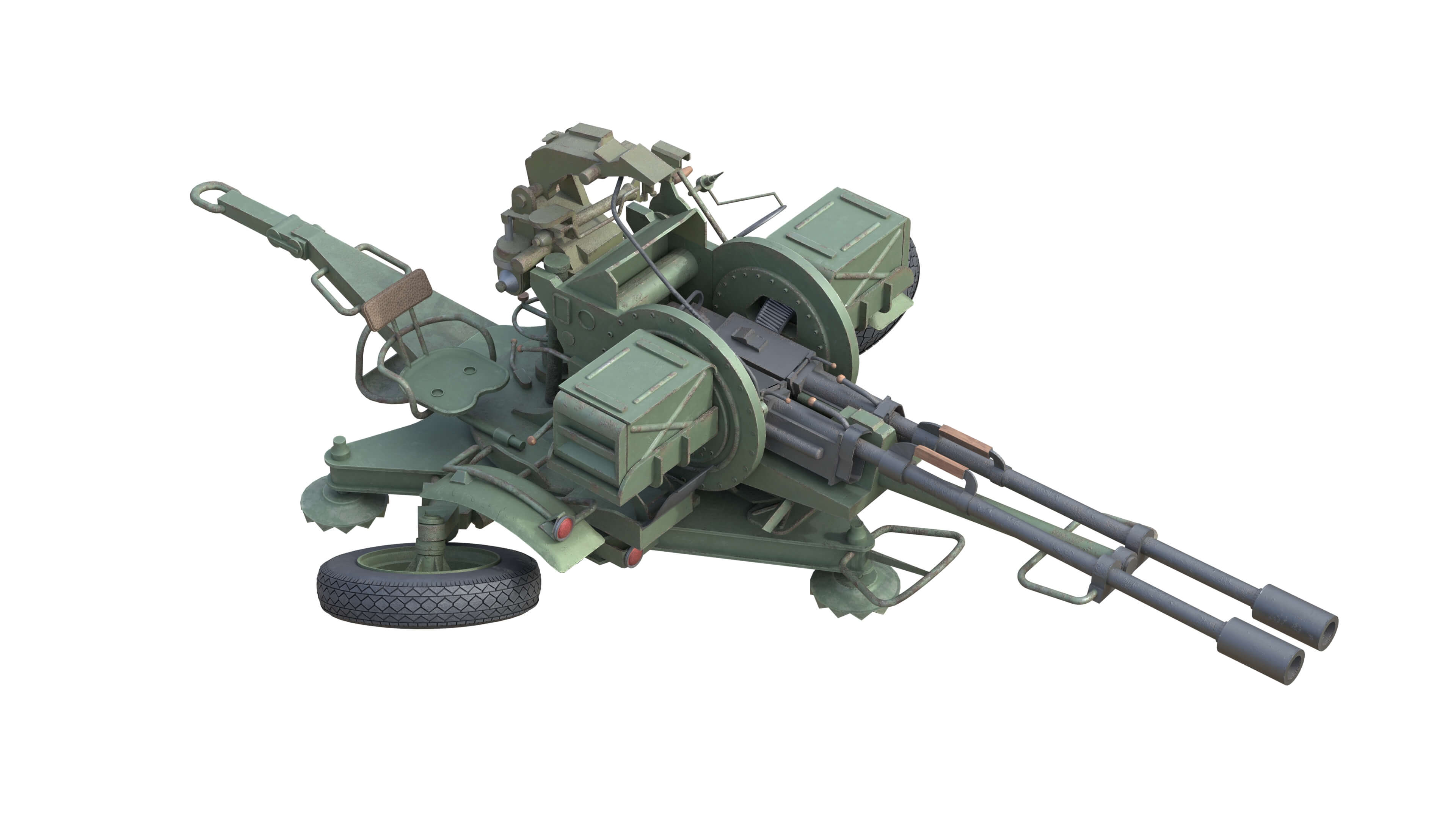 ZU-23-2 Towed 23 mm Anti-Aircraft Twin Autocannon 3D Model by 3dstudio