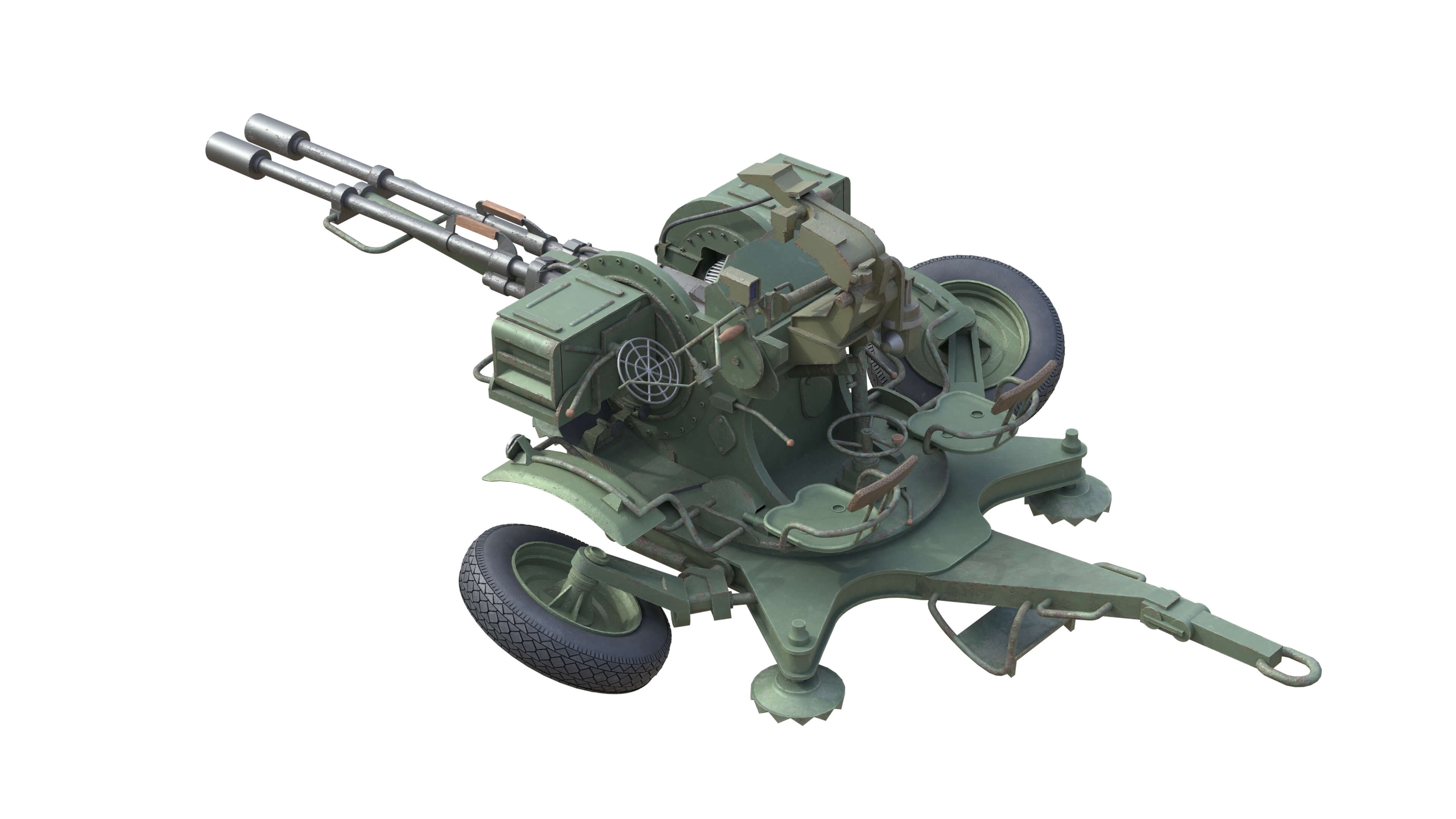 ZU-23-2 Towed 23 mm Anti-Aircraft Twin Autocannon 3D Model by 3dstudio