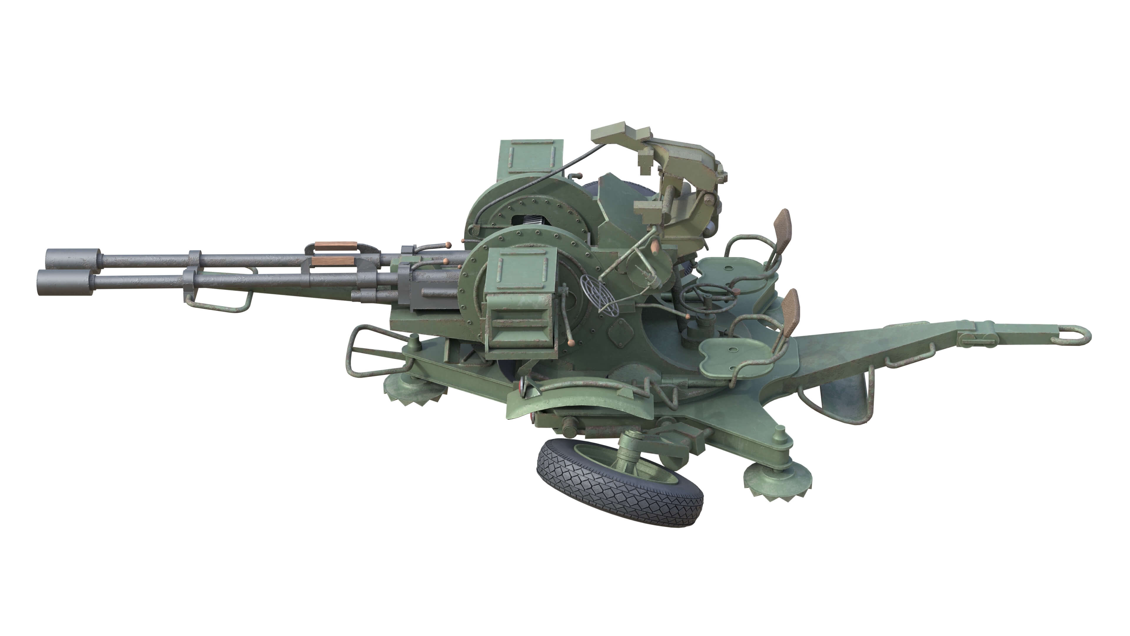 ZU-23-2 Towed 23 mm Anti-Aircraft Twin Autocannon 3D Model by 3dstudio