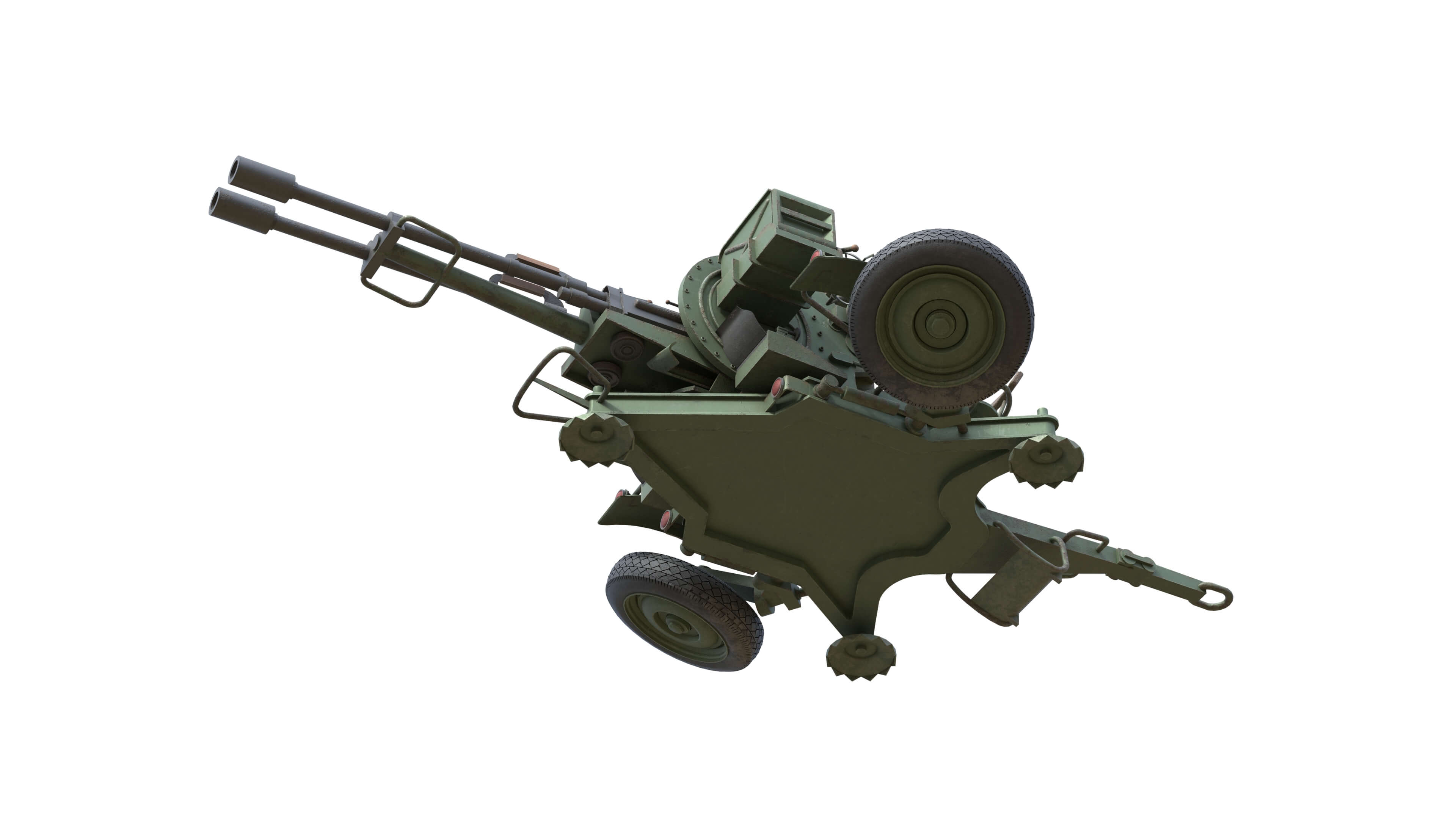 ZU-23-2 Towed 23 mm Anti-Aircraft Twin Autocannon 3D Model by 3dstudio