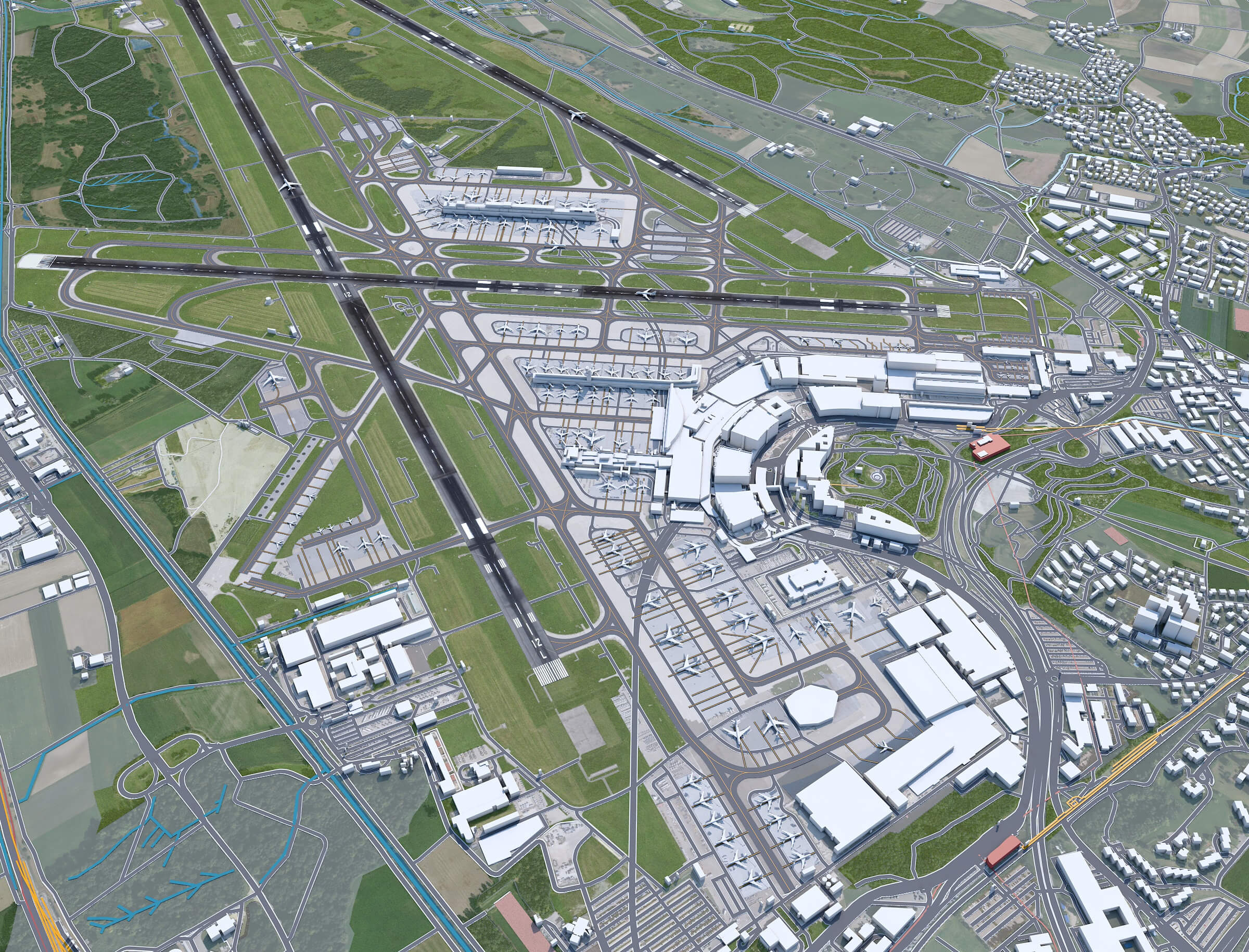 Zurich Airport - 3D Model by 3dstudio