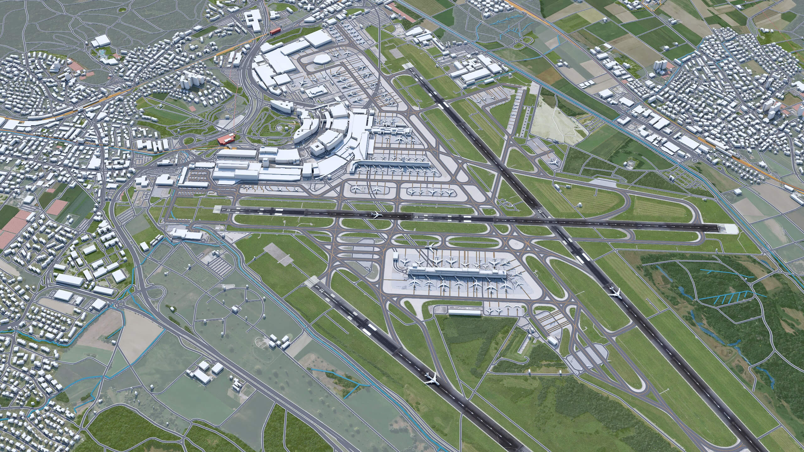 Zurich Airport - 3D Model by 3dstudio