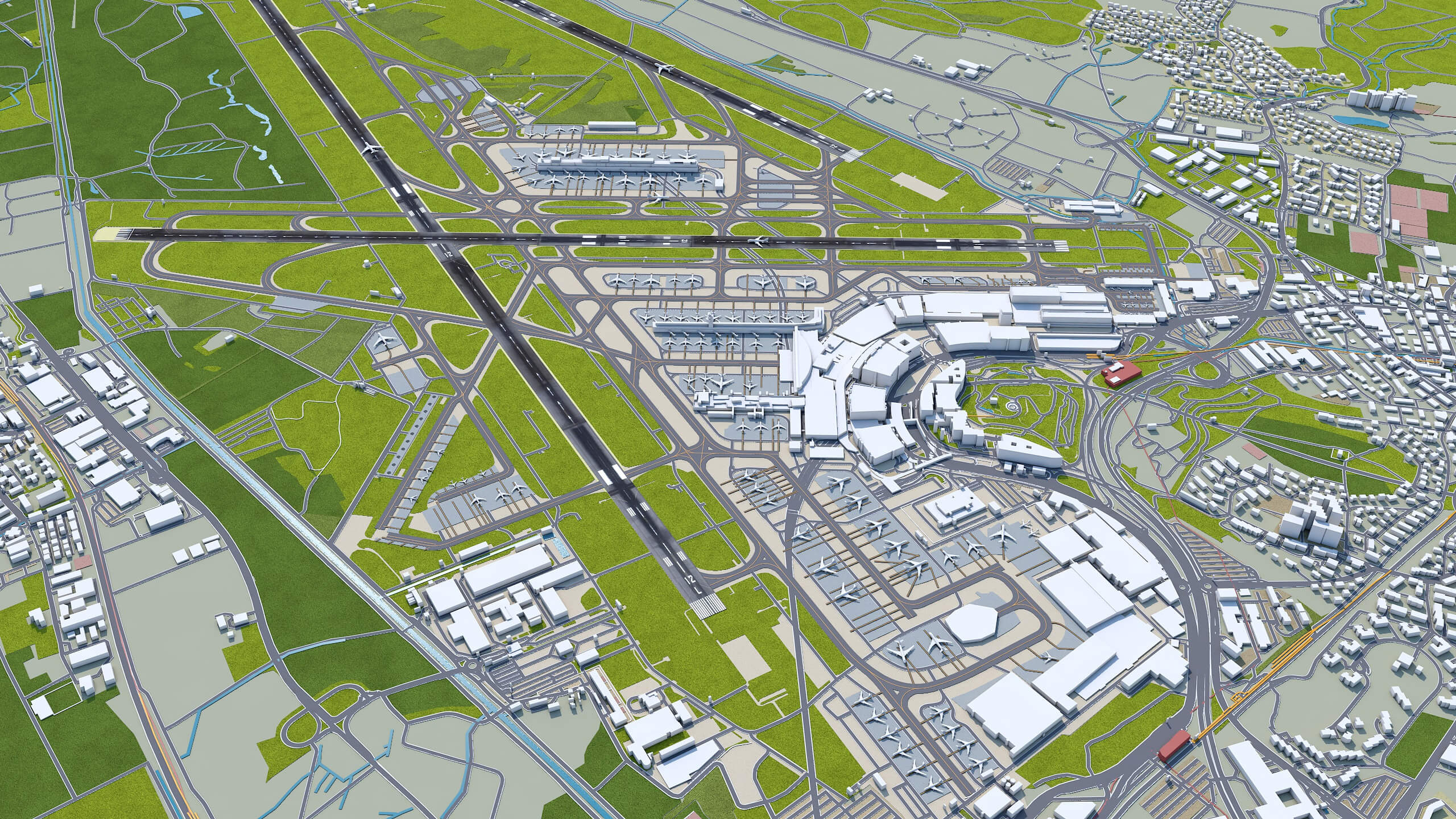 Zurich Airport - 3D Model by 3dstudio