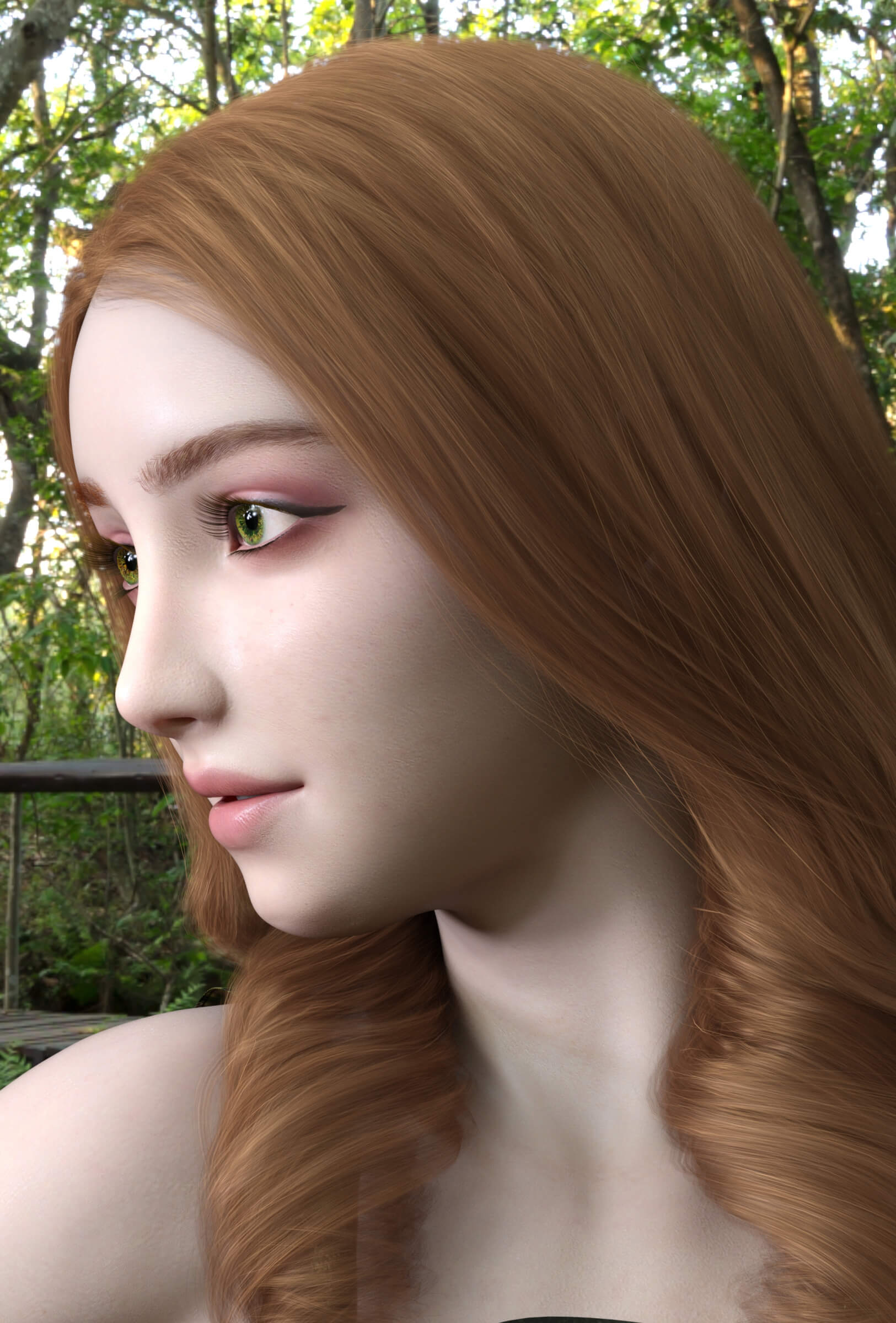 Lin in the woods 3D Render, Digital Art by 3dWeb