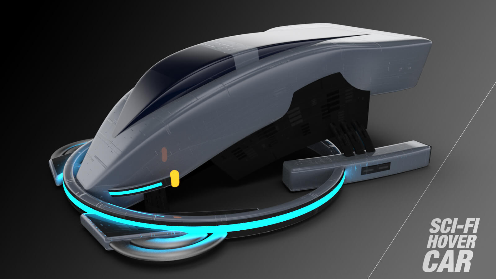 Sci-fi Hover Car 1 3D Render, Digital Art by 3dxg