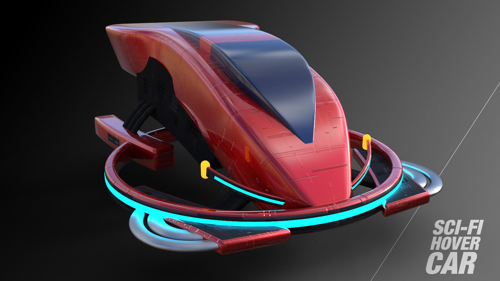 Sci-fi Hover Car 2 3D Render, Digital Art by 3dxg