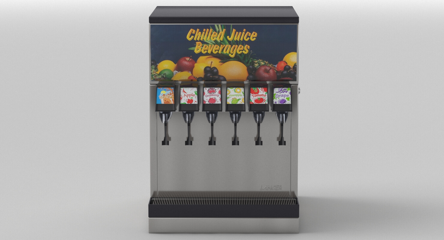 6-Flavor Counter Electric Juice Fountain System 3D Model by 3dxin