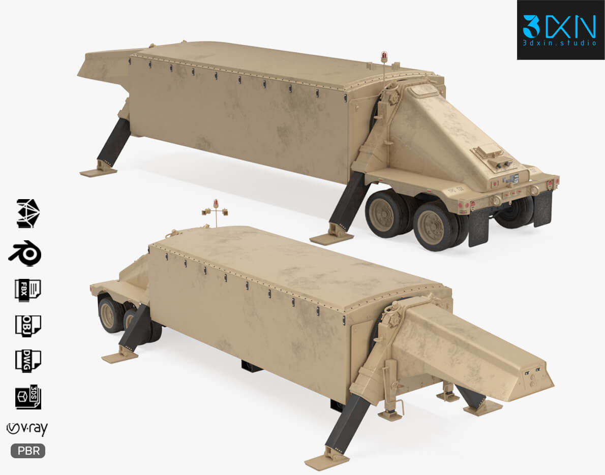 AN TPY2 Radar of M983 Tractor Truck Gmd & Thaad Defense - 3D Model by 3dxin