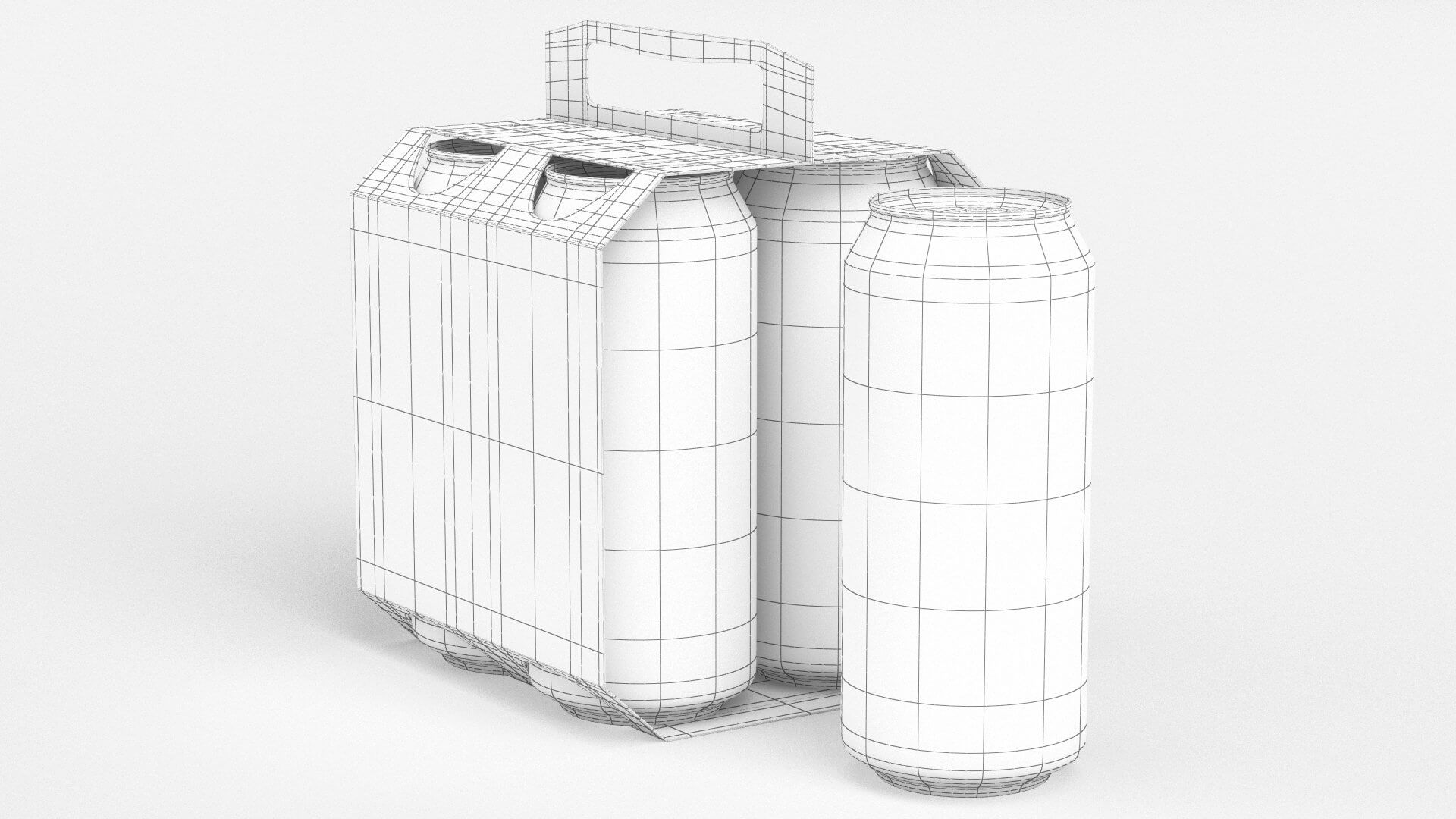 Six Pack of Cans Carton Packaging For 200ml 4 Cans - 3D Model by 3dxin