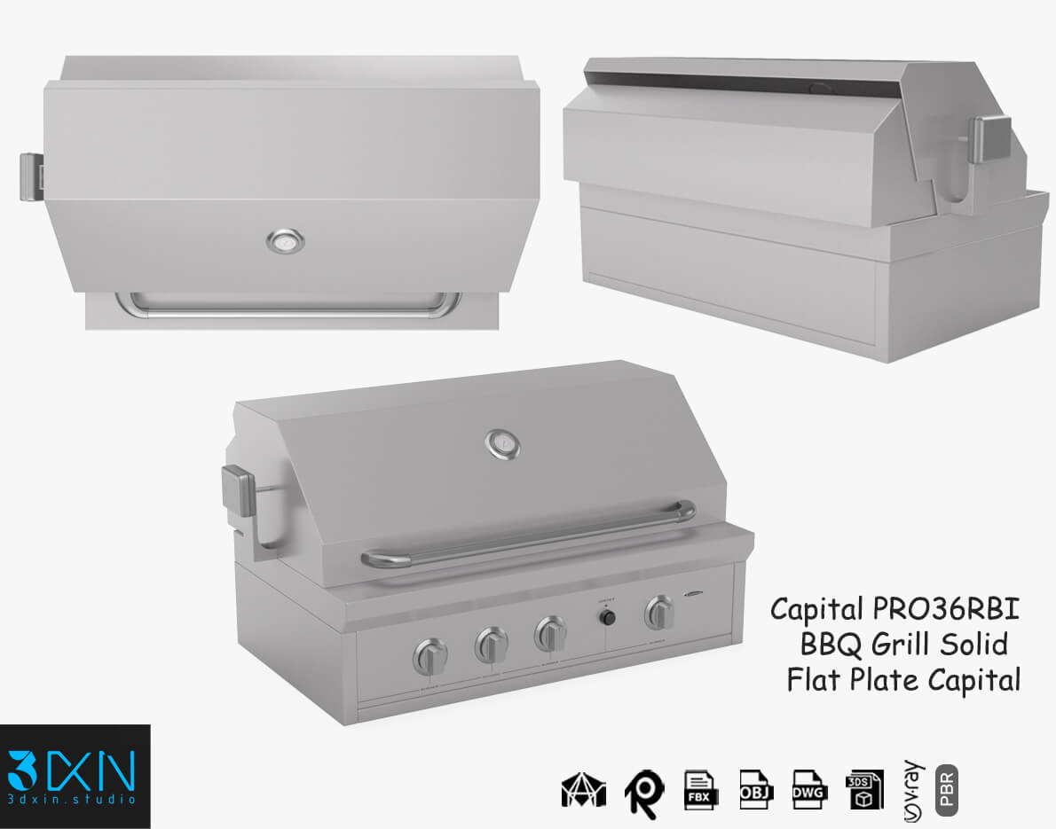 Capital Solid Flat Plate Pro36Rbi Open Grill BBQ - 3D Model by 3dxin