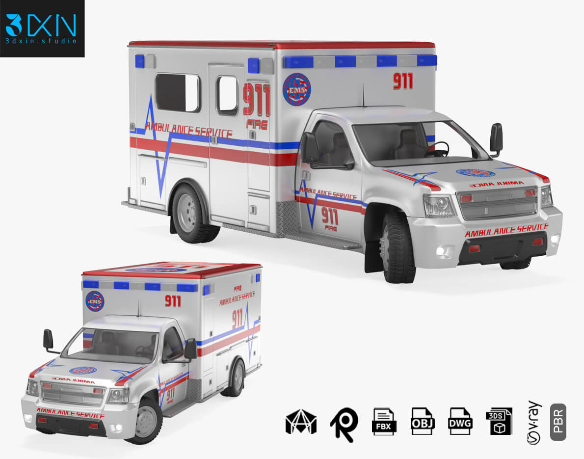 Emergency Ambulance Truck 2In 1 - 3D Model by 3dxin