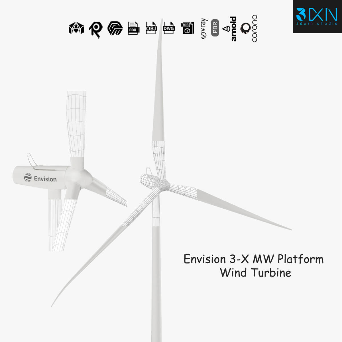 Envision 3-X Mw Platform Wind Turbine 3D Model by 3dxin