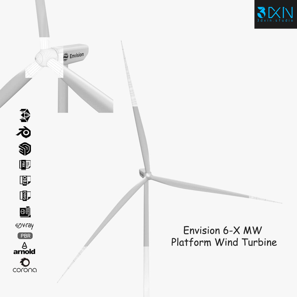 Envision 6-X Mw Platform Wind Turbine 3D Model by 3dxin