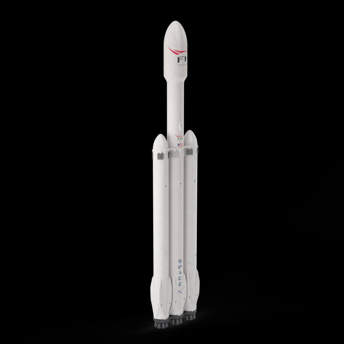 Falcon Heavy, SpaceX's Heavy-Lift Cargo Rocket 3D Model by 3dxin