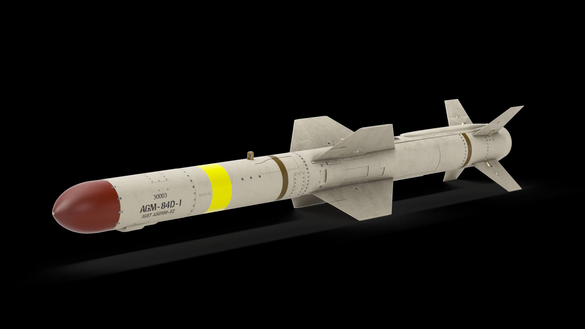 AGM 84 Harpoon Missile 3D Render, Digital Art by 3dxin
