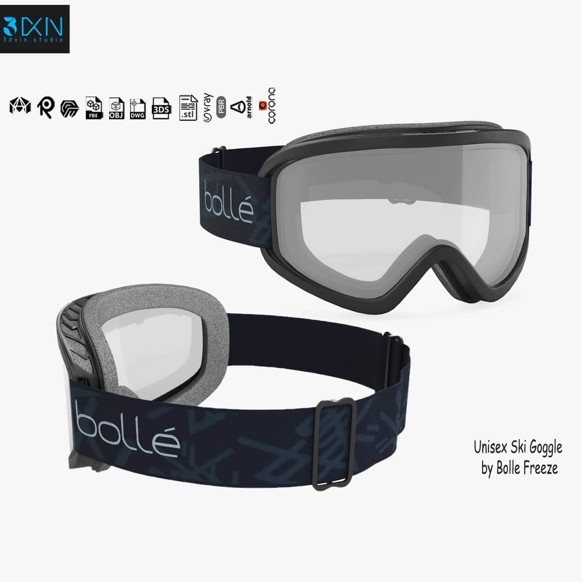 Unisex Ski Goggle by Bolle Freeze 3D Render, Digital Art by 3dxin
