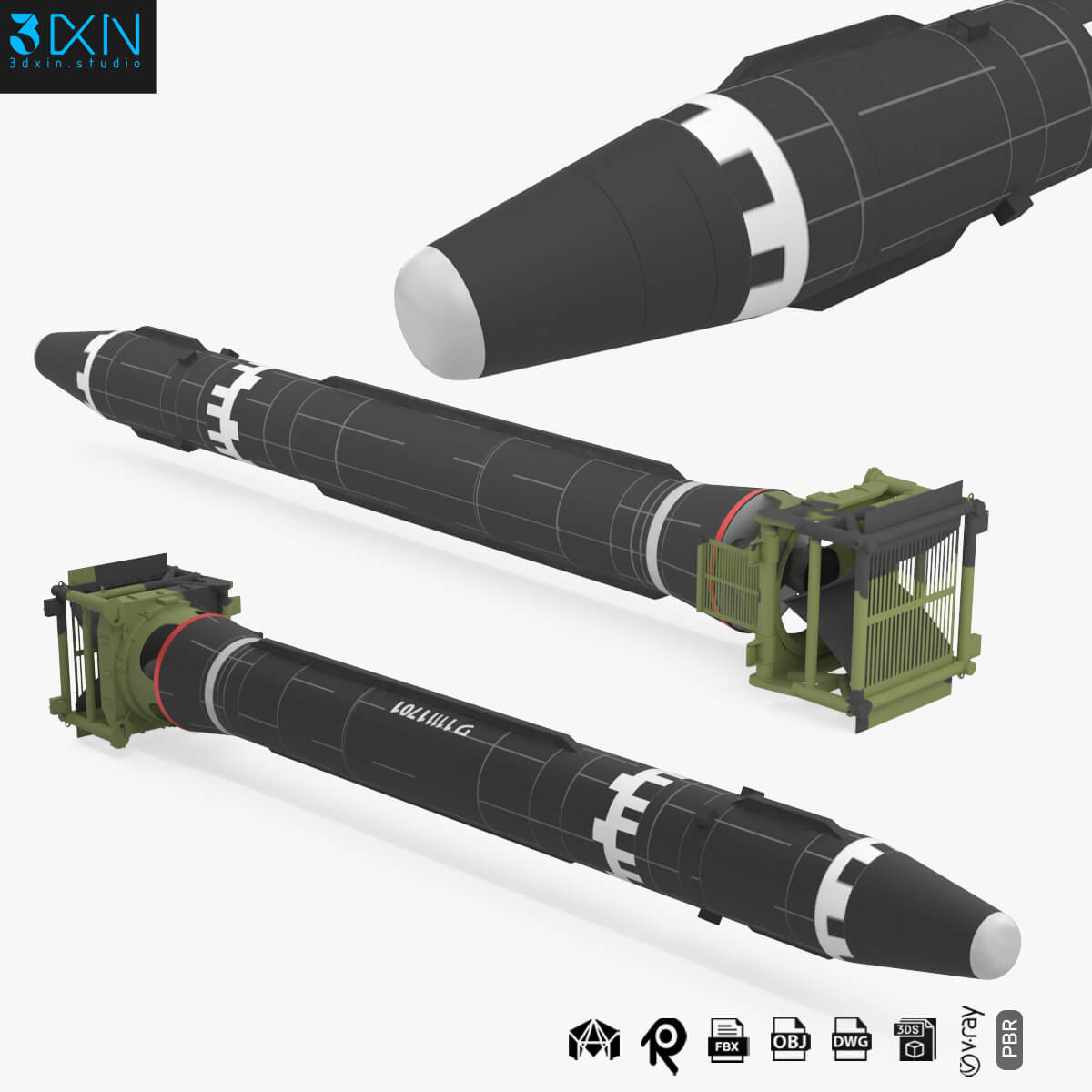 Hwasong-15 Intercontinental Ballistic Missile Clean 3D Model by 3dxin