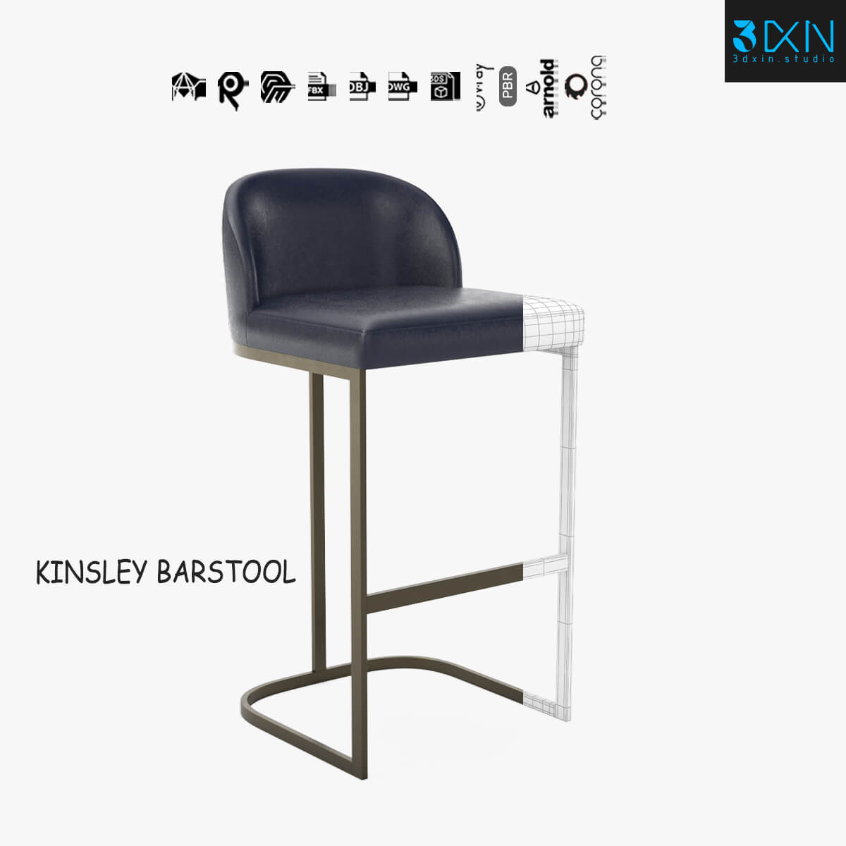 Kinsley Barstool - 3D Model by 3dxin