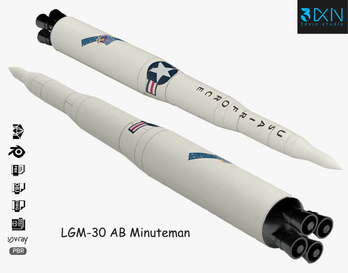 LGM-30 AB Minuteman Intercontinental Ballistic Missile 3D Model by 3dxin