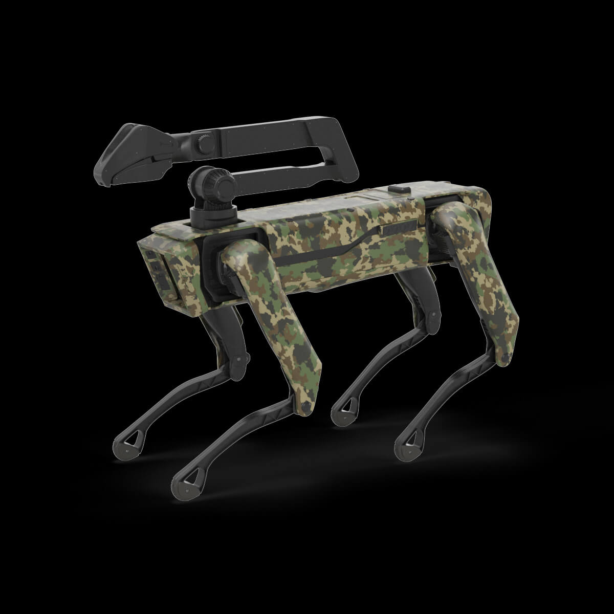 Modern Robot Dog With Arm in Army Color - 3D Model by 3dxin