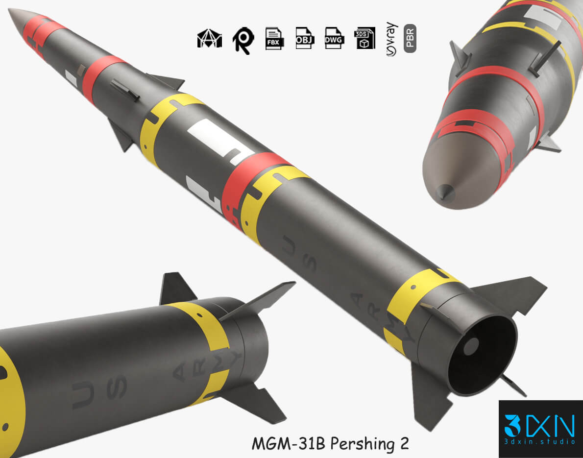 Mgm-31B Pershing 2 Solid Fueled Ballistic Missile 3D Model by 3dxin