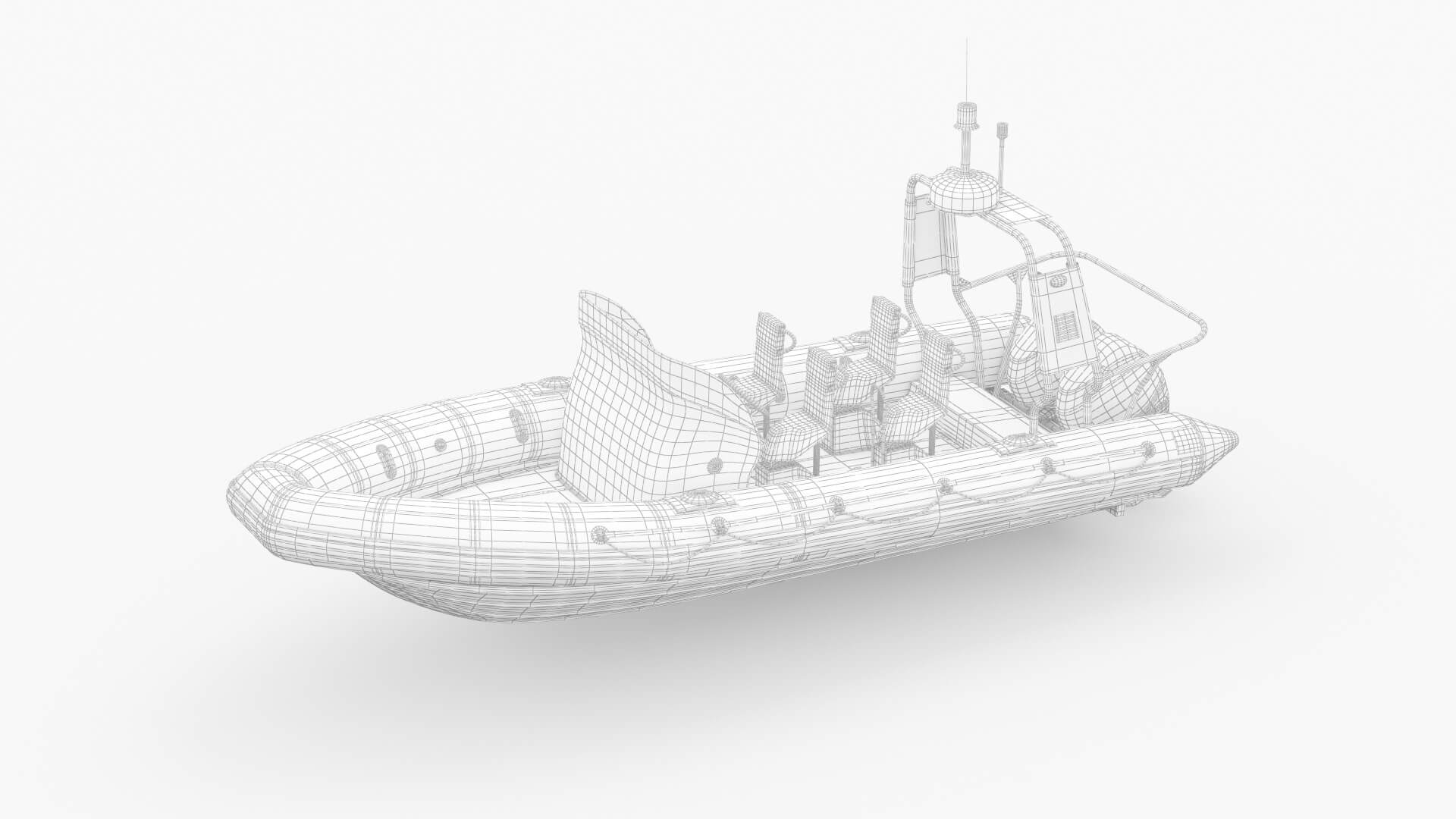 Military Inflatable Boat Zodiac With Mercury - 3D Model by 3dxin