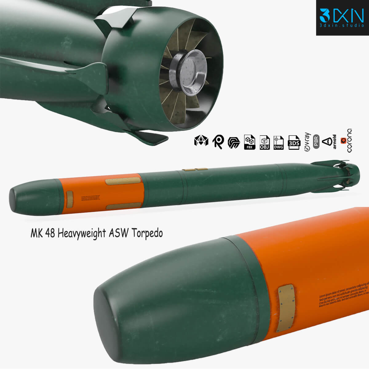MK 48 Heavyweight ASW Torpedo - 3D Model by 3dxin